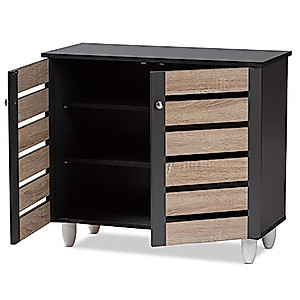 Baxton Studio Shoe Cabinets, One Size, Oak/Dark Gray