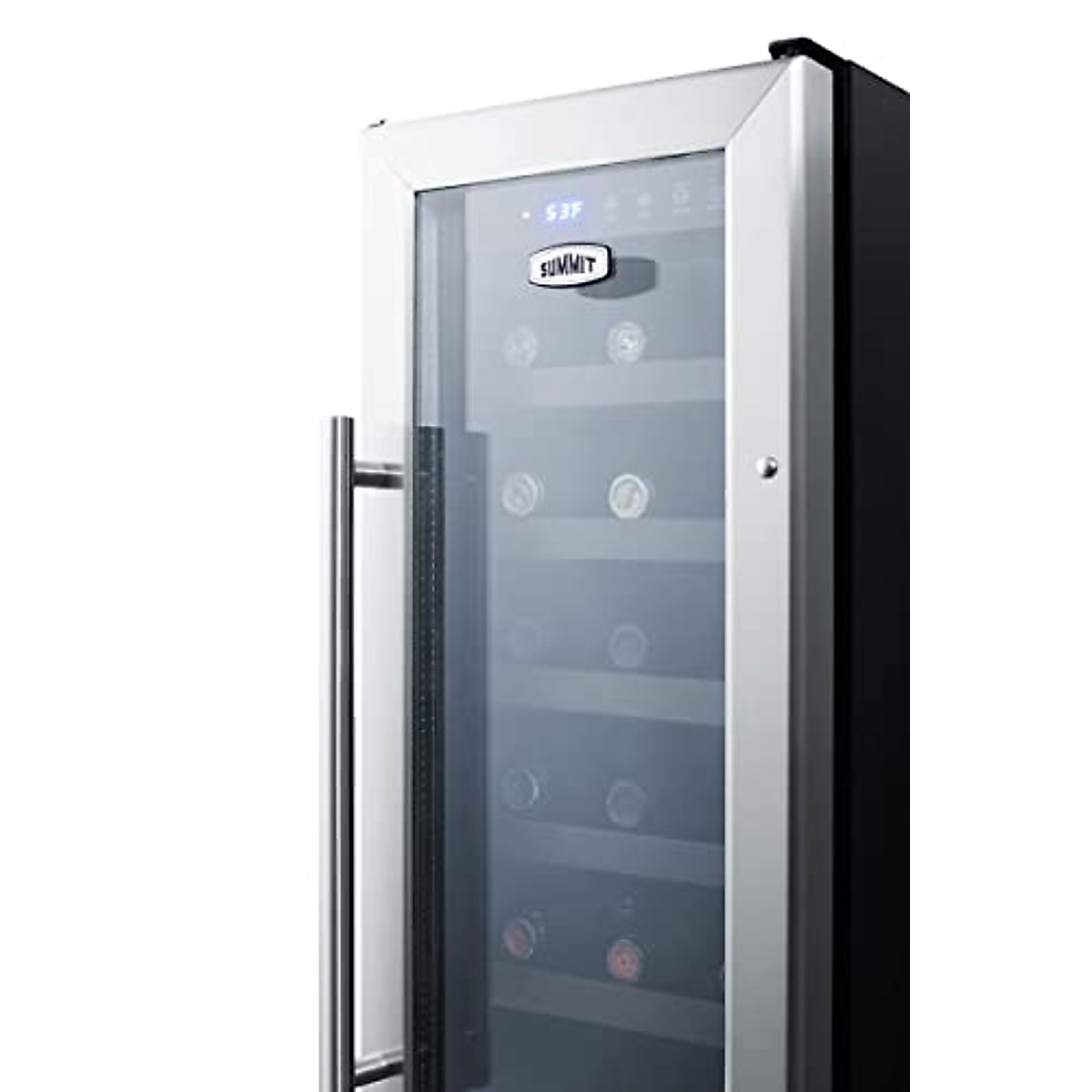 Summit Appliance SWC1224B Commercially Approved 12" Wide Built-in Undercounter Wine Cellar Designed for the Display and Refrigeration of Beverages with Digital Thermostat and LED Lighting