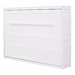 DEYOBED Full Size Multifunctional Murphy Bed, Comfortable Wall Bed for Bedroom Apartment Dorm, Can be Folded Away into a Cabinet, No Box Spring Needed, White