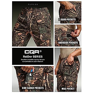 CQR Men's Tactical Pants, Water Resistant Ripstop Cargo Pants, Lightweight EDC Work Hiking Pants, Outdoor Apparel, Duratex Mag Pocket Print Hunting Camo, 36W x 32L