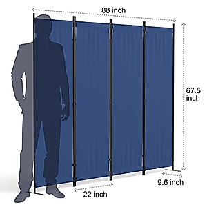 Ecolinear 4 Panel Room Divider Folding Screen Home Office Dorm Indoor Decor Privacy Accents (Blue)
