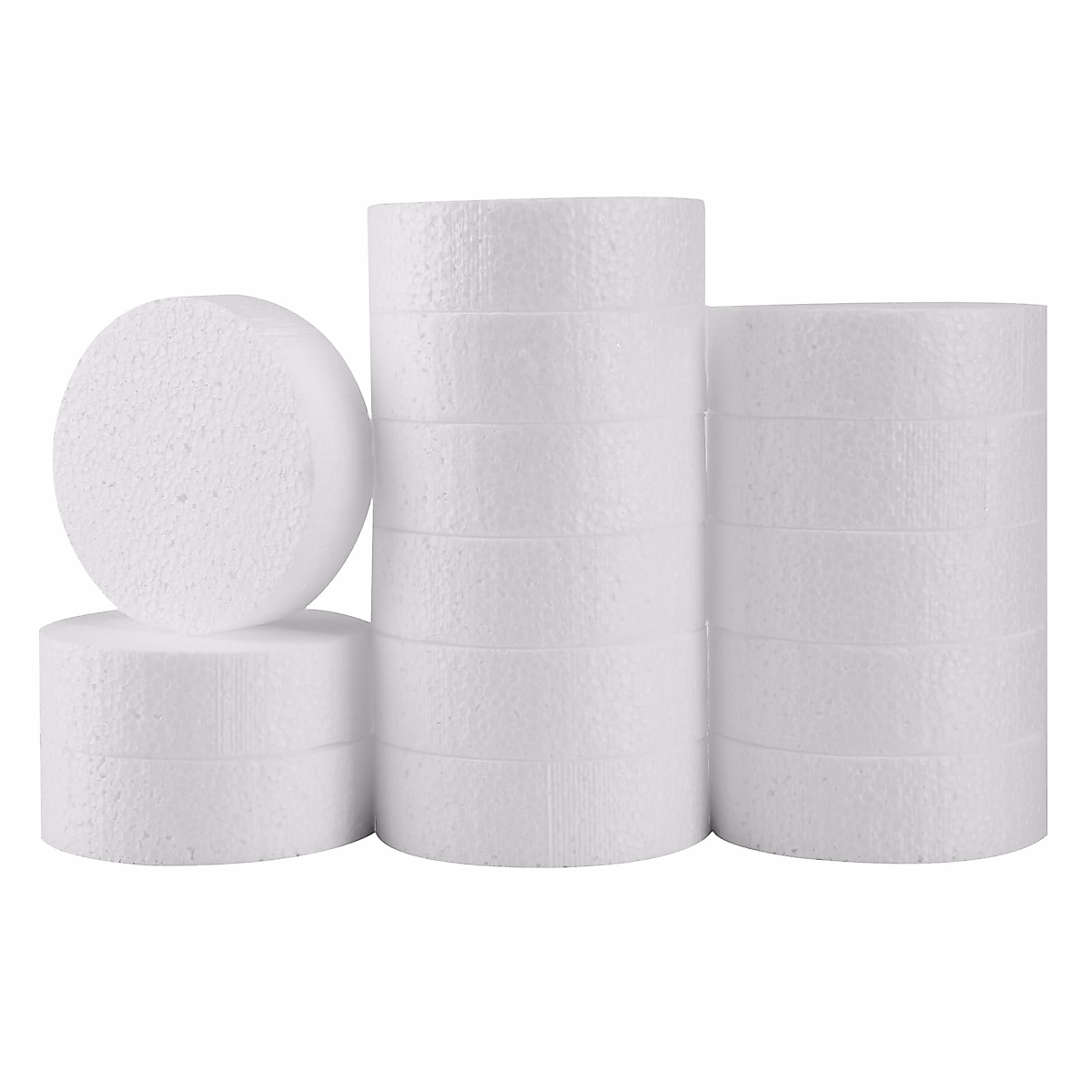 FFchuanhe 14 Pack Crafts Foam Circles 3 inch, Polystyrene Round Foam Discs (3×3×1in) for DIY Projects, Decorations, Modeling, Christmas Decoration