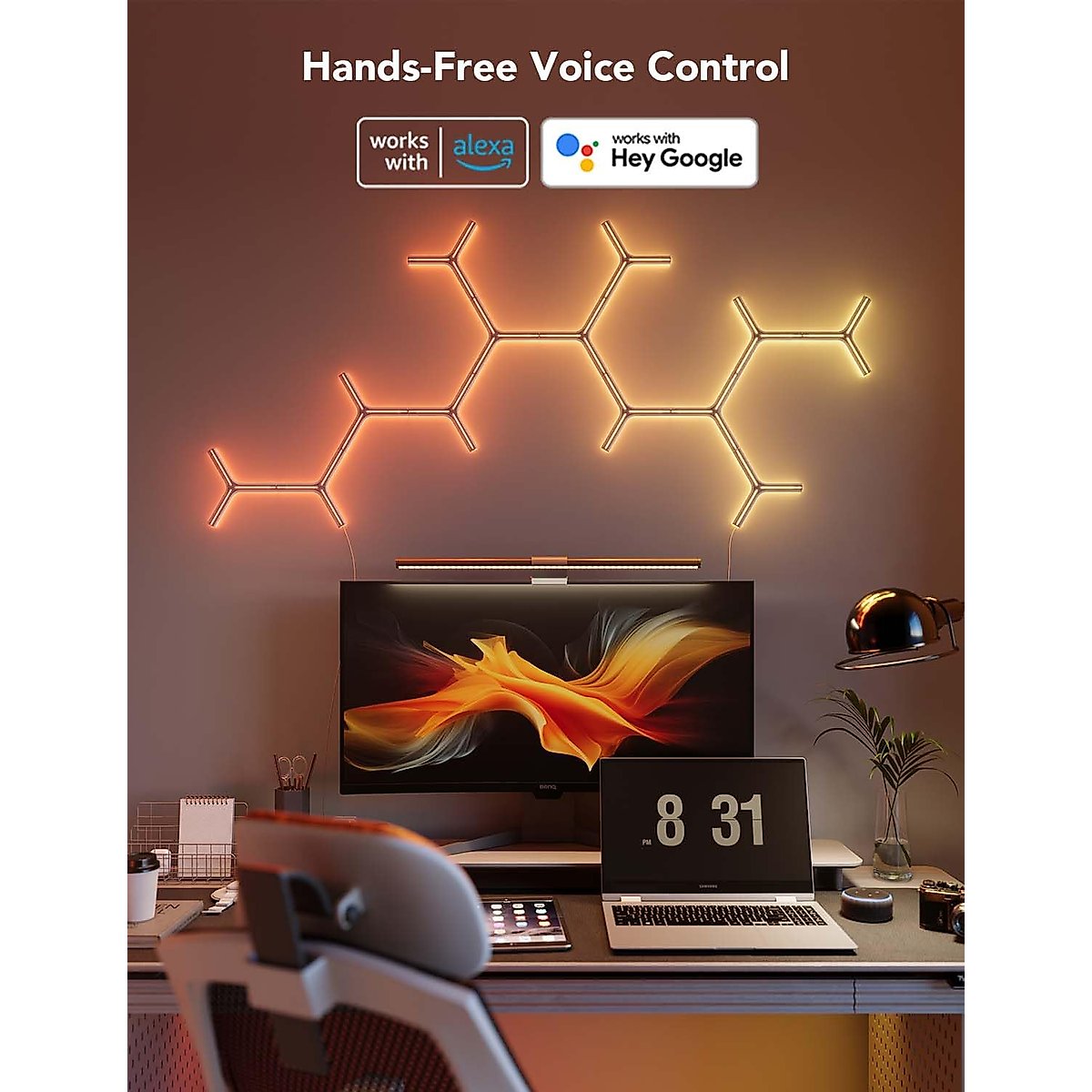 Govee Glide Y Lights, RGBIC LED Gaming Lights for Wall, Smart Wi-Fi Game Lights with Music Sync, DIY and Timer Feature, Gaming Room Lights, LED Lights for Gaming Setup, Wall Lights 7 Pack