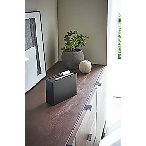 YAMAZAKI Home Dispenser with Lid | Hygiene Station | Magnetic, Free-Standing | Steel | Face Mask Storage, One Size, Black