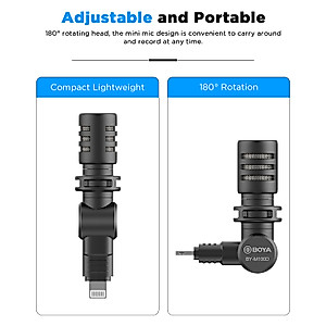 BOYA BY-M100D iPhone Microphone Mini Plug&Play Phone Microphone for iPhone 14/14 Pro/13/iPad/IOS with Lightning Port for YouTube/Vlog/Interview