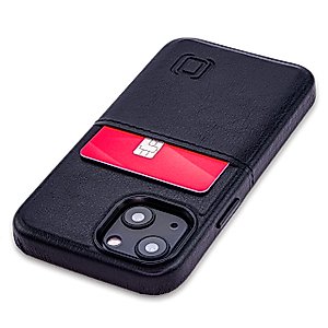 Dockem Wallet Case for iPhone 13 Mini with Built-in Metal Plate for Magnetic Mounting & 1 Lay-Flat Credit Card Holder Pockets Exec M1, Premium Synthetic Leather (5.4" iPhone 13 Mini, Black)
