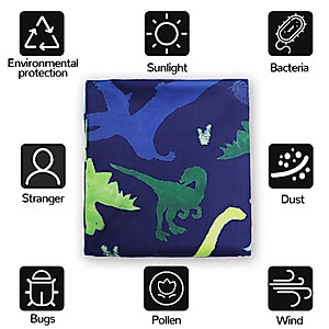 Baby Car Seat Cover & Carseat Headrest and Strap Covers, Dinosaur Carseat Cover Boys, Strollers Head Support & Seat Belt Cover, Soft Breathable