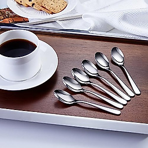 KEAWELL Premium 6-Piece Louise Demitasse Espresso Spoons, 4.3 Inches 18/10 Stainless Steel Mini Coffee Spoons, Dishwasher Safe