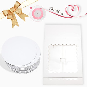 Bakepacker 36pcs 6x6x5 Inches Cake Boxes with Window 18-Packs White Cake Boxes 6 Inch Bakery Boxes (18 Cake Boxes +18 Cake Boards)