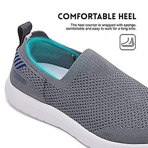 KOLILI Women's Walking Shoes Sock Sneakers Slip on Mesh Comfortable Running Shoes for Gym Travel Work, Dark Gray, US 7