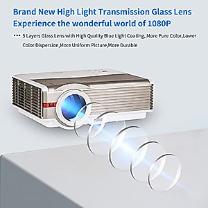 9000LM High Brightness Home Theater Projector, 200" Indoor Outdoor Movie Projector with Speaker/Zoom, Full HD 1080P Video Gaming Projector with HDMI USB for iOS Android Smart Phone Laptop TV Stick DVD