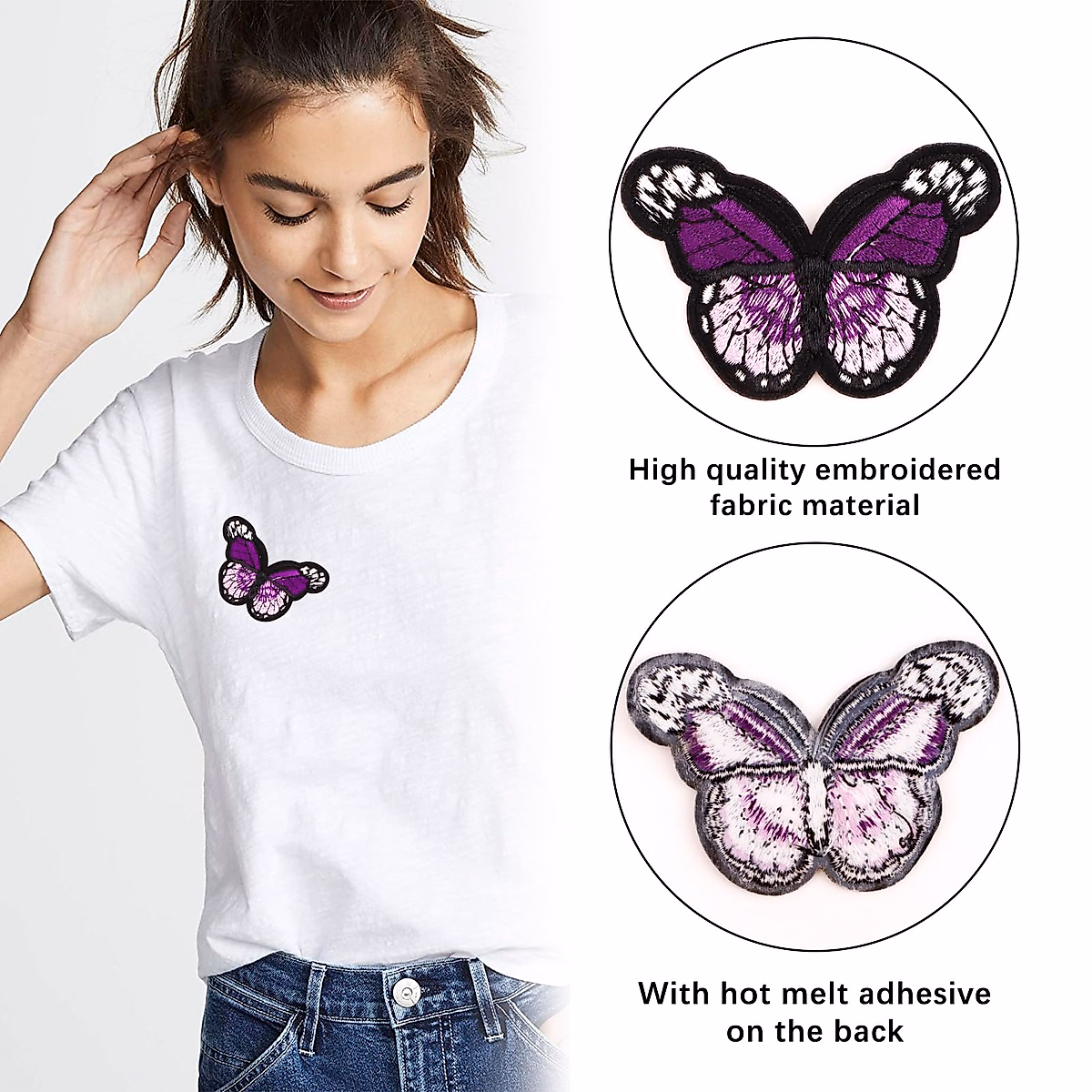 RETON 72 Pcs Embroidered Iron On Patches for Clothing, Butterfly Flower Iron On Patches Set, Bee Rose Daisy Embroidered Patches, Applique Patches for Clothes, Jackets, Jeans, Backpacks