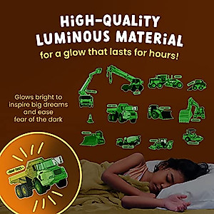 Glow in The Dark Construction Wall Stickers - 10 Large Bright Wall Decals for Bedroom Walls and Ceilings - Glowing Decorations for Boys Room and Girls Room