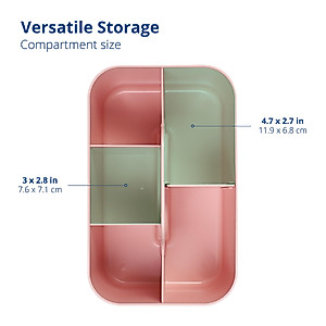 BLUE GINKGO Multipurpose Caddy Organizer - Stackable Plastic Caddy with Handle | Desk, Makeup, Dorm Caddy, Classroom Art Organizers (Made in Korea) - Pink