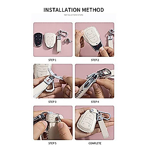 SANRILY Cowhide Leather Key Fob Cover for Volvo XC90 2017 2018 2019 XC60 S90 V90 Key Fob Keyless Full Protection Smart Key Case with Keychain Pink