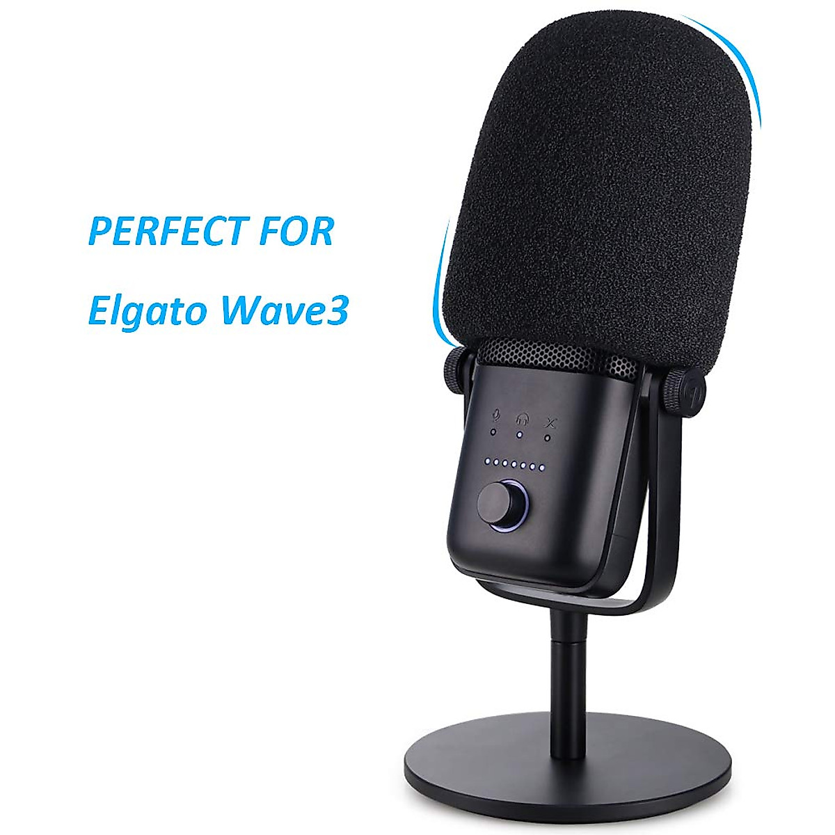 Microphone Pop Filter - Mic Foam Windscreen Cover Compatible with Elgato Wave:3 Premium USB Condenser Microphone to Blocks Out Plosives by YOUSHARES