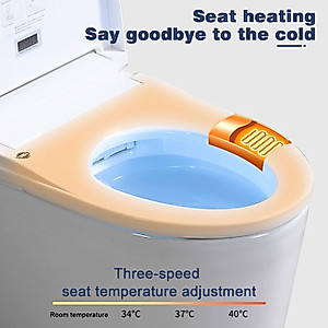 Smart Bidet Toilet Elongated One Piece Modern Design, Automatic Flushing, Heated Seat with Integrated Multi Function, Remote Control