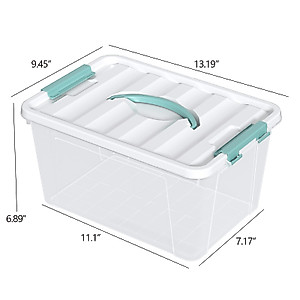 Nicesh 14 L Clear Plastic Storage Bins with Lid, Set of 4 Clear Latch Box with Top Handle