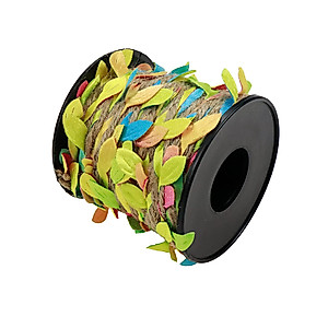Quluxe 33Ft Natural Jute Twine, 5MM Burlap Leaf Ribbon with Artificial Vine Green Leaves for Garland DIY Crafts Wedding Home Garden- Multicolored