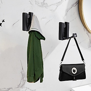 Zyuzles 4Pcs Folding Hideaway Coat Hooks,Retractable Coat Hook Black Metal Wall Hooks Aluminum Alloy Space-Saving Mounted for Hanging Coat, Jacket, Towel (Black)