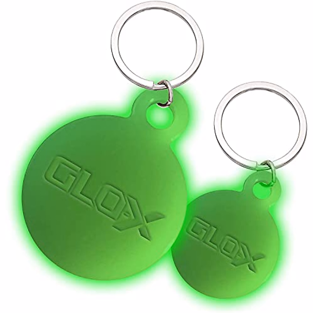 GLO-X Dog Glow Tag - Glow in The Dark Cat Tags to Keep Your Pets Safe at Night - 12+ Hours Glow Time - Charges in Daylight - No Batteries Required 1.38” x 1.10” Diameter