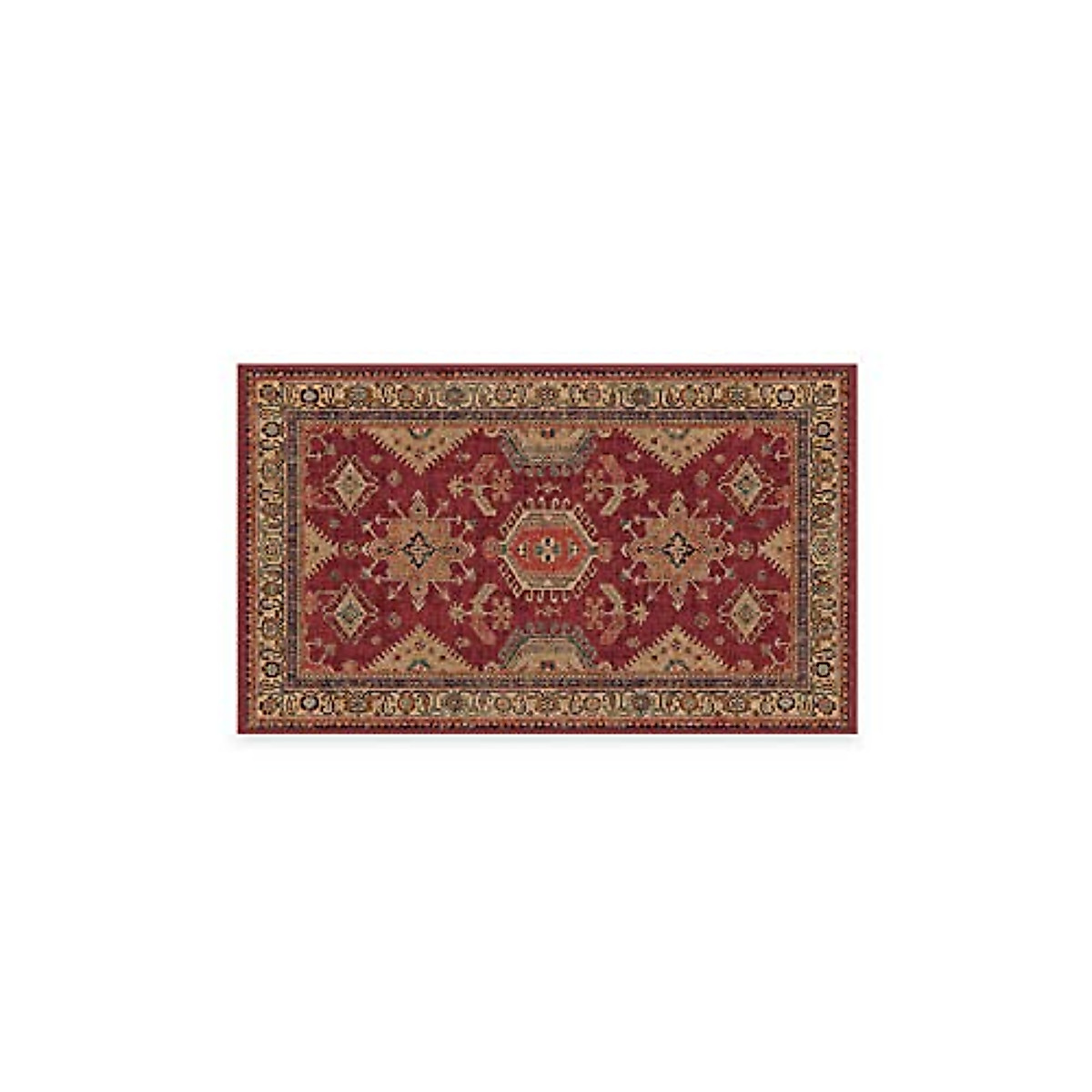 RUGGABLE Cambria Washable Rug - Perfect Vintage Area Rug for Living Room Bedroom Kitchen - Pet & Child Friendly - Stain & Water Resistant - Ruby 3'x5' (Standard Pad)