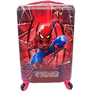 Fast Forward Kids Licensed Hard-Side 20” Spinner Luggage Lightweight Carry-On Suitcase (Spiderman - 2)
