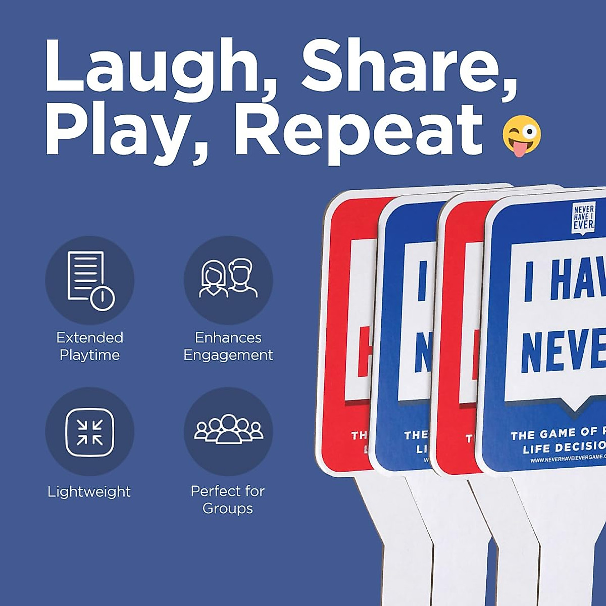 Never Have I Ever Card Game Paddles, Maximize The Fun of Playing Cards, 10 Physical I Have and I Have Never Paddles, Portable Adult Games for Game Nights, Vacations, Family Gatherings, Ages 17+