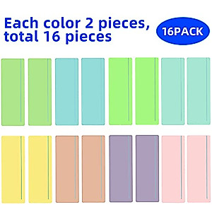 16 Pieces Guided Reading Highlight Strips Colored Overlays Bookmark Reading Tracking Rulers with Line for Dyslexia, ADHD and to Reduce Visual Stress