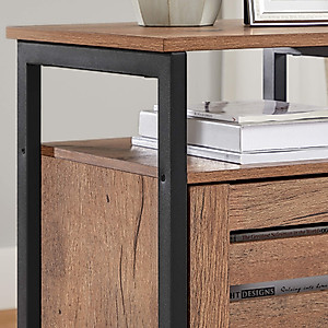 VASAGLE Nightstand, End Table with Open Shelf, Side Table, Inner Adjustable Shelf, Steel Frame, 15.7 x 15.7 x 23.6 Inches, Bedroom, Industrial, Hazelnut Brown and Black ULET062B03