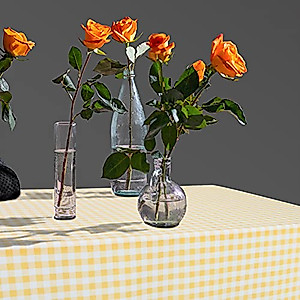 Buffelo Check Table Cloth Check Tablecloth Linen Buffalo Check Tablecloth Rustic Tablecloth (54*54", Yellow and White)