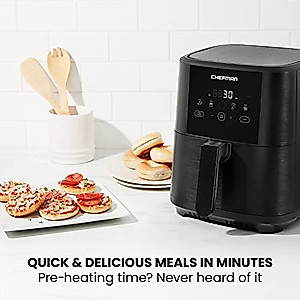 Chefman TurboFry Touch Air Fryer, 8-Quart Family Size, One-Touch Digital Controls for Healthy Cooking, Presets for French Fries, Chicken, Meat, Fish, Nonstick Dishwasher-Safe Parts, Black