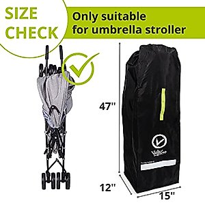 VolkGo Gate Check Bag for Single Umbrella Strollers, Durable and Lightweight, Water-Resistant, for Safe & Secure Stroller, Easy Carrying, Includes Stretch Pouch
