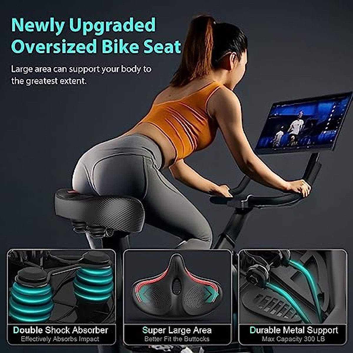 YODOTE Oversized Bike Seat for Peloton Bike & Bike+, Comfort Wide Bike Seat Bicycle Saddle Replacement for Women & Men, Compatible with Peloton, Spin Bike, Exercise Bike or Road Bike