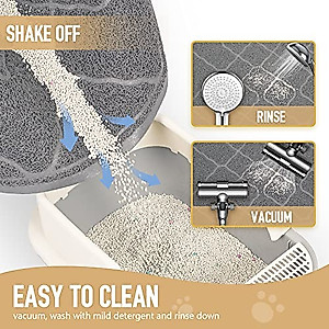 Heeyoo Cat Litter Mat, Large Kitty Litter Box Mat 47 x 35 Inches, Litter Trapping Mat with Waterproof and Non-Slip Backing, Keep Floors Clean, Soft on Kitty Paws