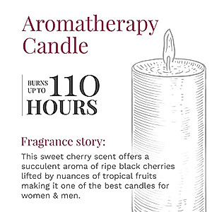 CANDLE-LITE Scented Juicy Black Cherries Fragrance, One 18 oz. Single-Wick Aromatherapy Candle with 110 Hours of Burn Time, Dark Red Color