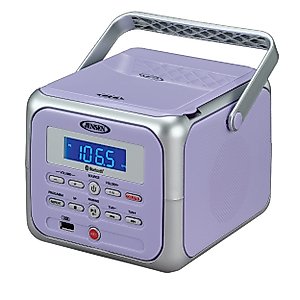 Jensen CD-660 Portable Stereo CD Player Boombox with Bluetooth | FM Radio | USB | Aux-in Headphone Jack | CD-R/RW MP3 Playback | (Lavender Purple)