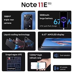 Xiaomi Redmi Note 11E Pro 5G (for Tmobile Mint Tello & Global) (128Gb + 8Gb) Factory Unlocked 6.67 108Mp Cam (Dark World)