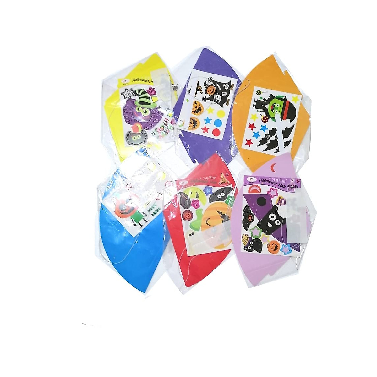 Halloween Party Hat Assorted 6 Count DIY Art Craft For Kids (A)