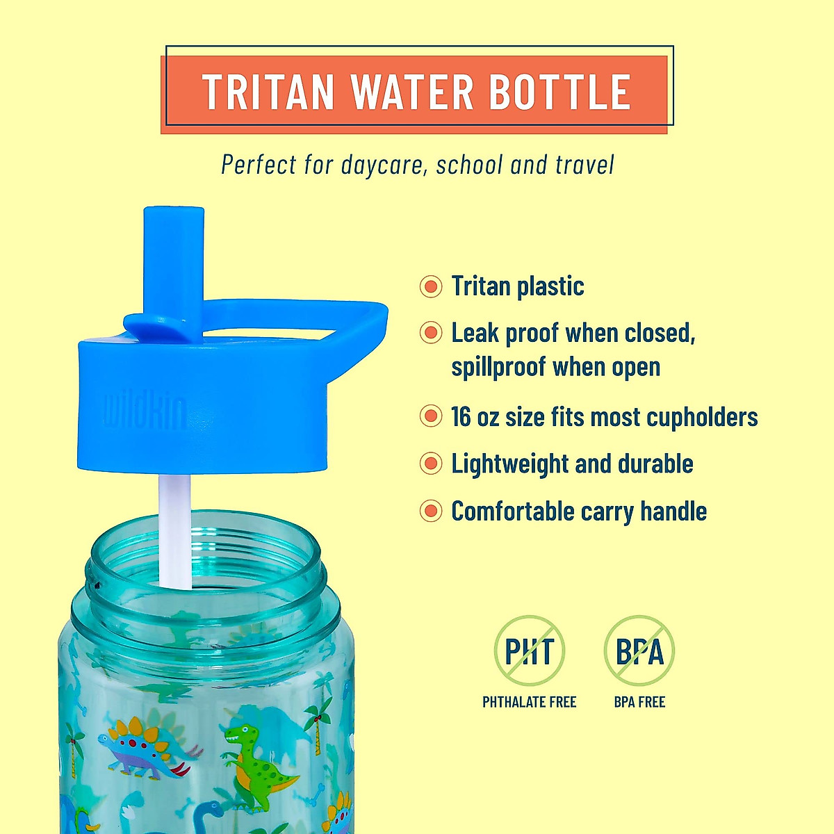 Wildkin Kids Lunch Box, 12 Inch Backpack, 16 Oz Tritan Water Bottle, and Ice Pack Bundle for a Convenient, Refreshing, and Fulfilling Meal All Around (Dinosaur Land)