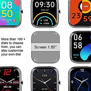 KAKTIN Smart Watch for Men Women，Smartwatch with Bluetooth Call(Answer/Make Call)， 1.85" Touch Screen Fitness Watch Tracker with IP68 Waterproof, 100+Sports Compatible with Android iPhone iOS (Black)
