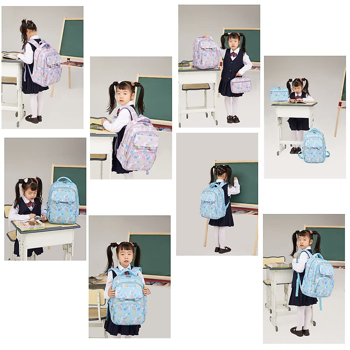 Rainbow Backpack Set with Lunch Bag Bookbag for Girls 2pcs SchoolBag for Preschool Kindergarten Toddler Kids School Backpack