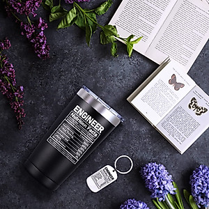 SpenMeta Engineer Gifts for Men - Funny Gift Ideas for Mechanical, Computer Programmer, Electrical, Civil Engineering - 20oz Engineer Nutritional Facts Tumbler