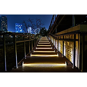 ZONGXFF LED Solar Stair Light, Outdoor Step Light, Solar Step Light Outdoor Waterproof, Wiring-Free, Automatic on/Off, Warm White 2-Piece Light All Night for Garden Driveway