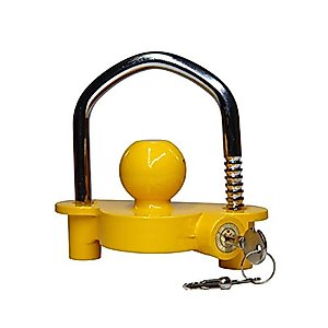 GOHAWKTEQ Universal Coupler Lock Universal Coupler Trailer Hitch Security Lock Adjustable Storage Security Heavy-Duty Steel fits 1-⅞", 2", and 2-5/16" couplers Replaces#72783