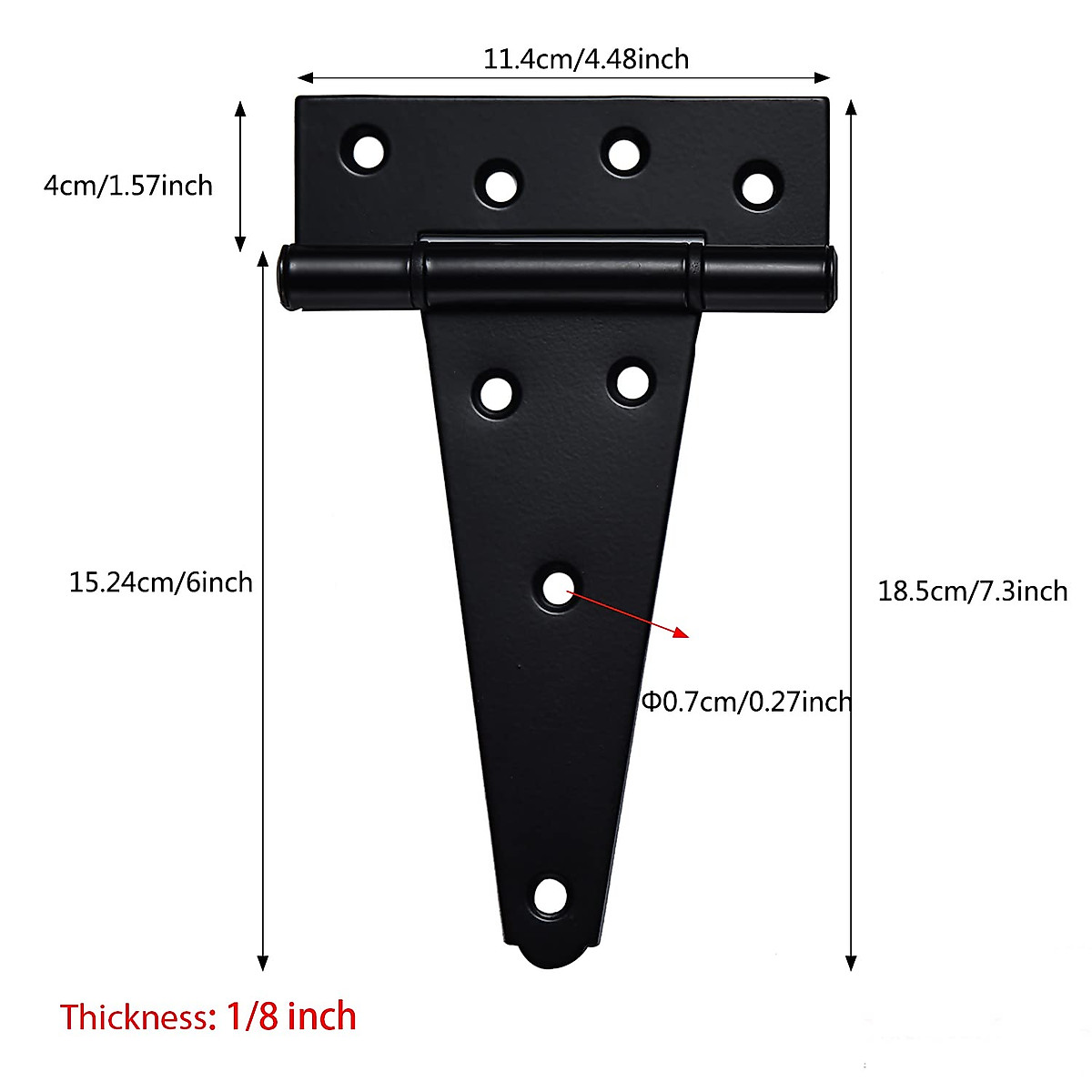 SANKINS 6 Inch T-Strap Shed Door Hinges Heavy Duty,Black Tee Hinge for Wooden Fences,Yard Door,Barn Door Gates, Wrought Hardware Rustproof,2Pack/Set