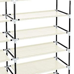 Knocbel 6 Tiers Shoe Rack Dustproof & Water-Resistant Non-Woven Fabric Closet Storage Cabinet Organizer, 44" x 11 1/8" x 43 1/4" (Beige)