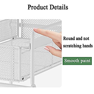 LEAYAN Under Sink Storage Cabinet Organizer Drawer, Under Sink Organizers and Storage 2-Tier Under Cabinet Bathroom Organizer Sliding Drawer Under Sink Rack Shelf, White 40x27x40cm