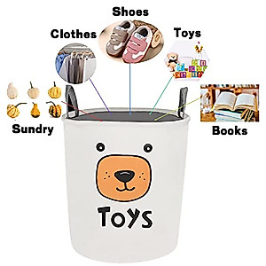 Cpzzkq Waterproof Laundry Baskets 2 pack, Collapsible Laundry Hamper with Carry Handles and Drawstring,Dirty Clother Toys Storage Box Linen and Cotton Fabric Washable Girl Bedroom（lions）