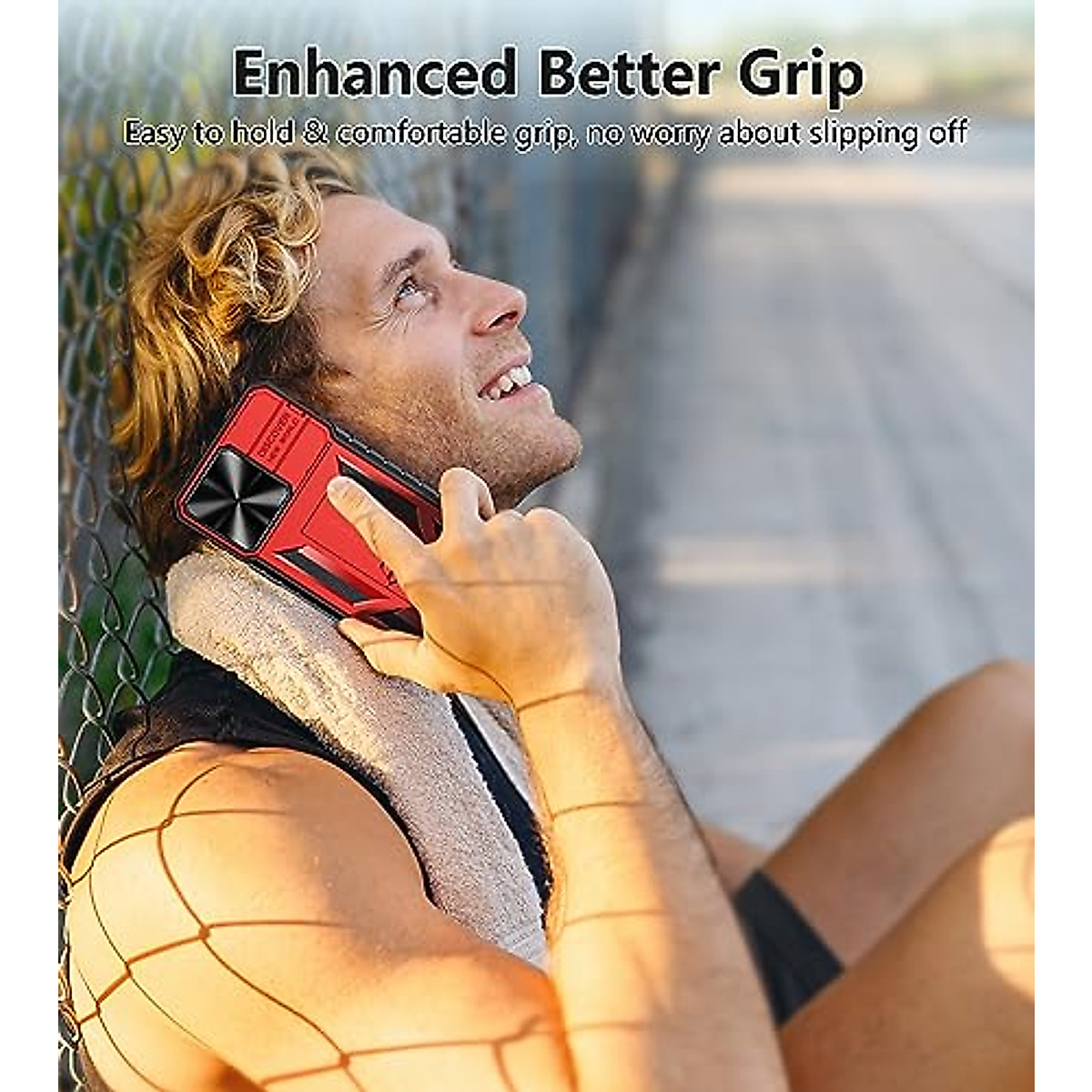 FNTCASE for iPhone 15-Pro-Max Case: Military Grade Drop & Shock Protection Cell Phone Cover with Kickstand & Slide | Rugged Protective Bumper Tough Protector Cases for 15 Pro Max 6.7'' - Red